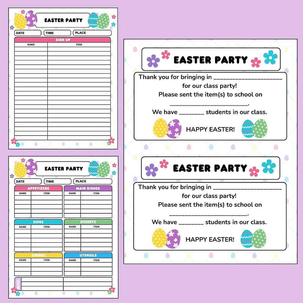Free Easter Party Sign Up Sheet (Printable)