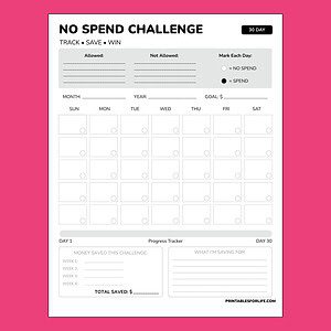 No Spend Challenge Template: Free 30-Day Printable Tracker PDF